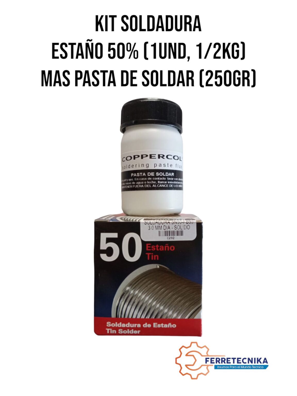 Kit Soldadura Estaño 50% pasta para soldar 250gr